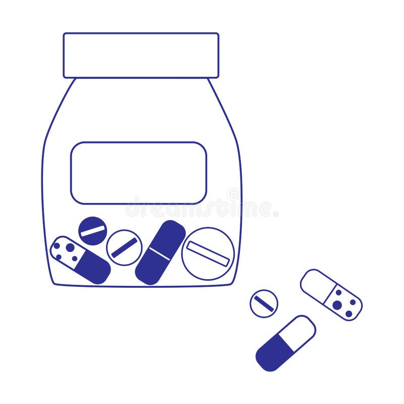 The Contour Illustration is Shown in the Form of a Jar with Tablets ...