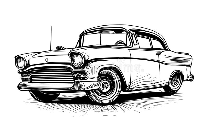 The Contour Image of a Retro Car Stock Vector - Illustration of ...