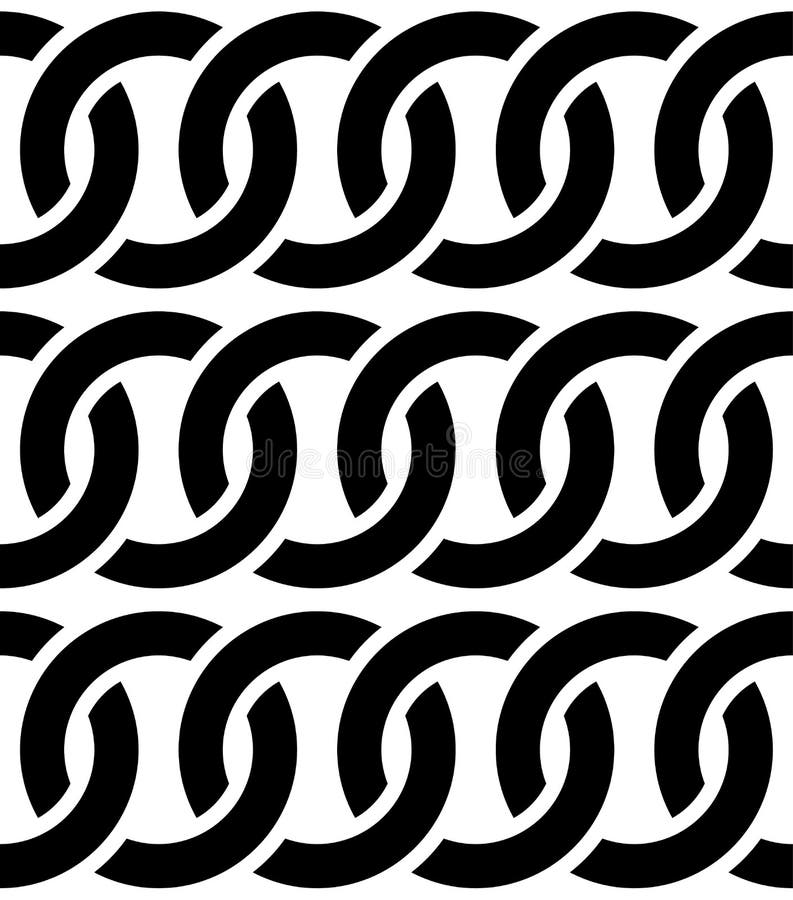 Contour of Interlocking Circles / Rings Seamless Monochrome Pattern ...