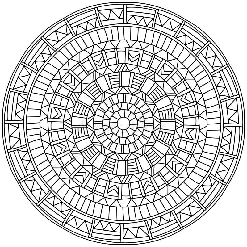 Contour Mandala with Many Linear Geometric Patterns, Zen Coloring Page ... Contour Mandala with Many Linear Geometric Patterns, Zen Coloring Page ...