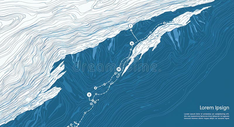Contour Map Displaying Topographical Lines in a Monochromatic Blue ...