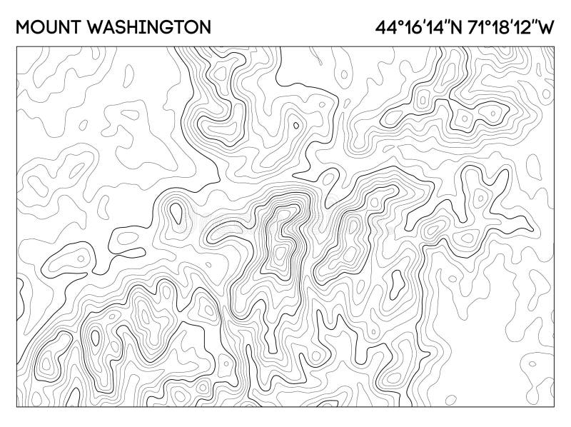 Contour Map of Mount Washington with Elevation Details and Precise ...