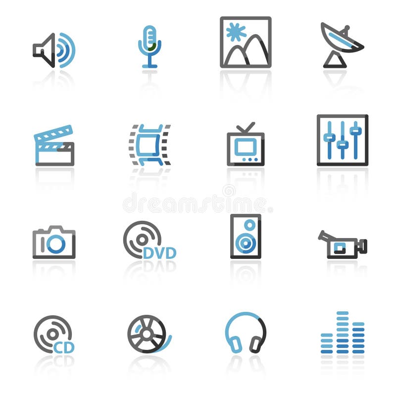 Contour media web icons stock vector. Illustration of outline - 7212526