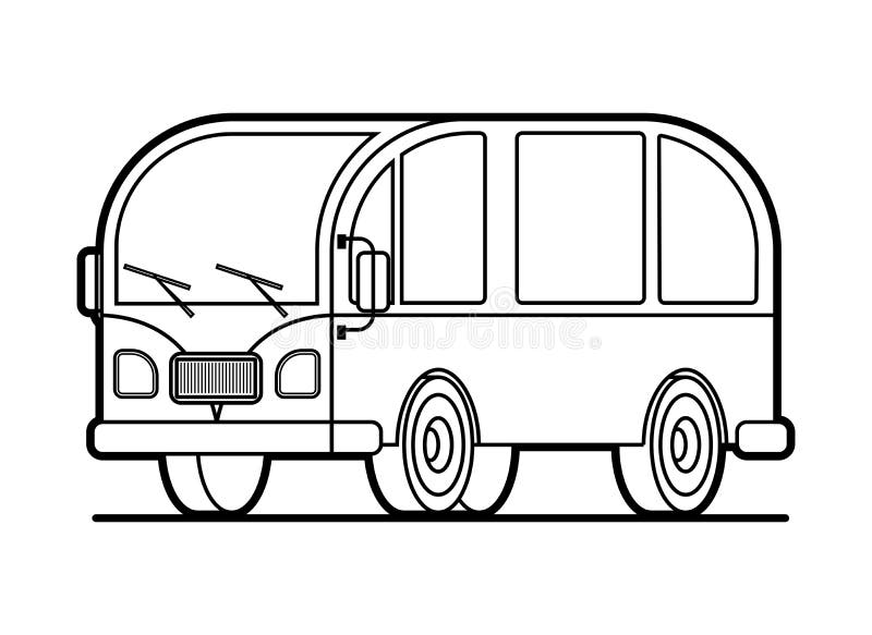 Contour Minivan for Coloring Book Page; Stylized Stock Illustration ...