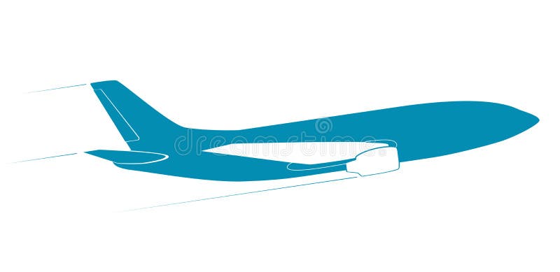 The Contour of the Modern Jet Aircraft. Side View. in Flight Stock ...