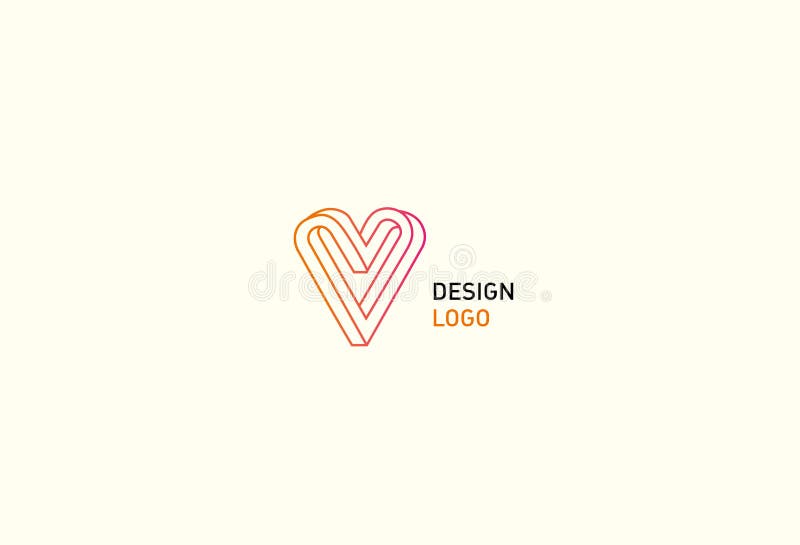 Contour Modern Logo, Illusion of the Heart Stock Vector - Illustration ...