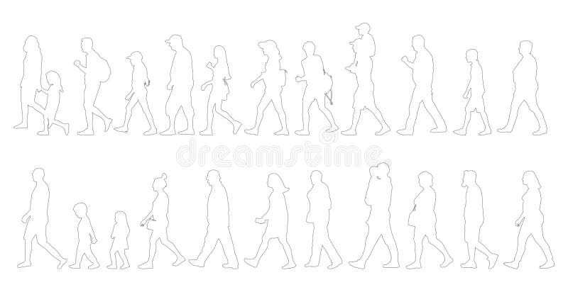 Contour of Moving People (crowd). Vector Illustration Stock Vector ...