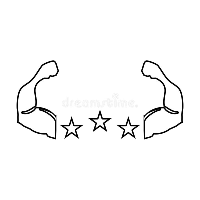 Contour Muscular Arms with Stars Shape Stock Vector - Illustration of ...