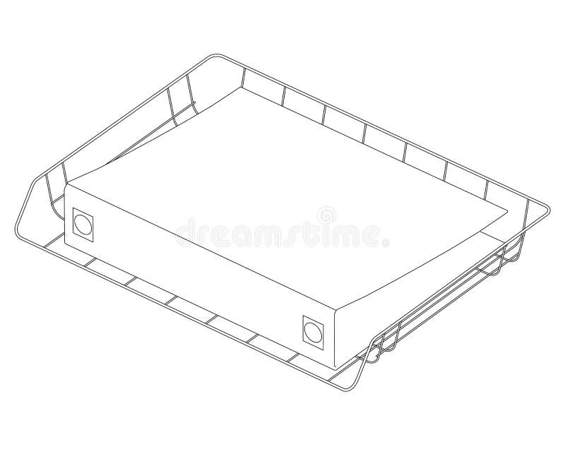 Contour of Office Folder with Documents on the Shelf from Black Lines ...