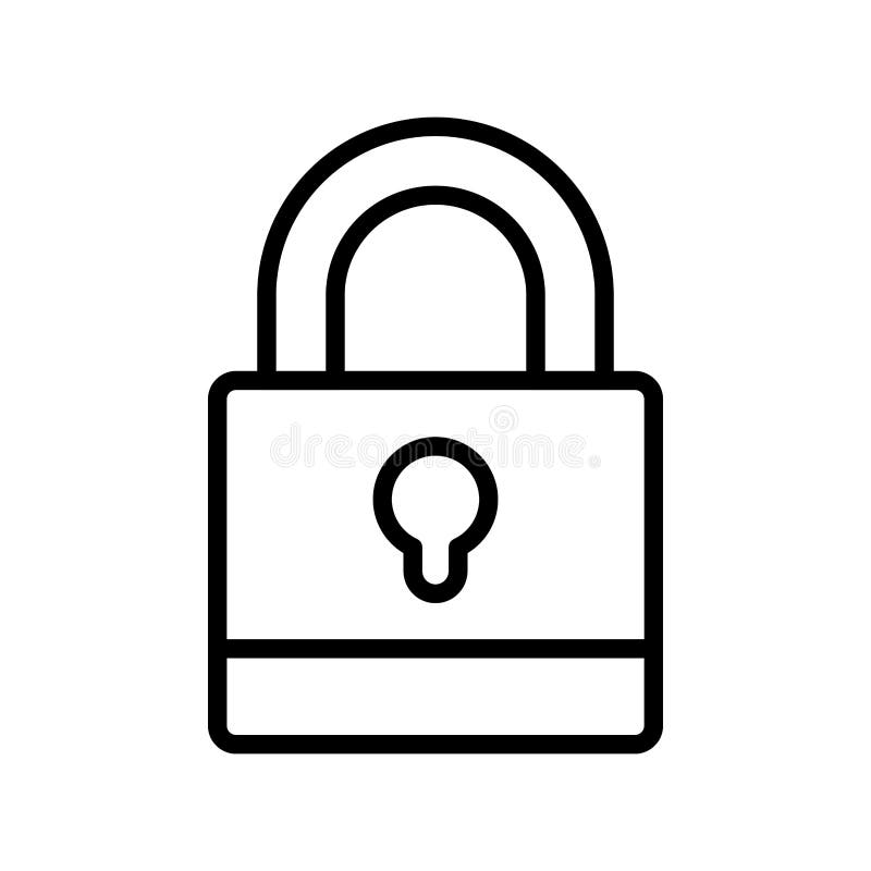 Contour Padlock with Black Body and Shackle Stock Vector - Illustration ...