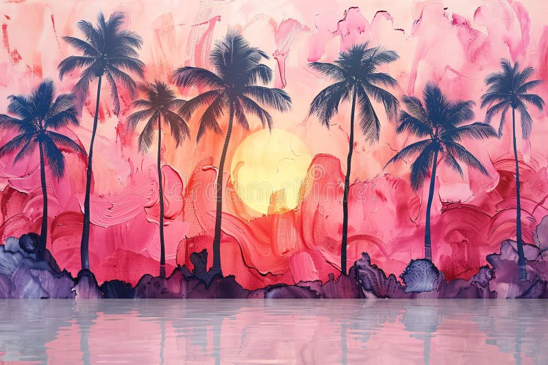 Contour Palm Trees Creating a Relaxing Background. Stock Illustration ...