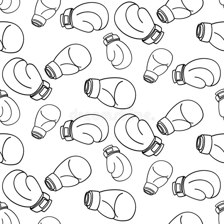 Contour Pattern of Boxing Accessories for Training. Boxing Gloves in ...