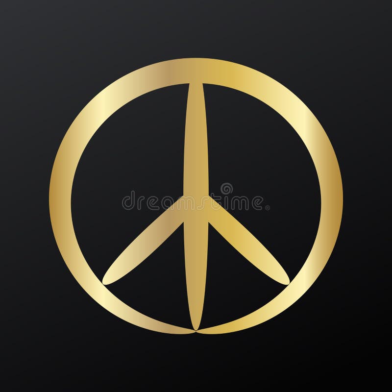 Contour Golden Peace Sign on Black Background, Vector Stock Vector ...
