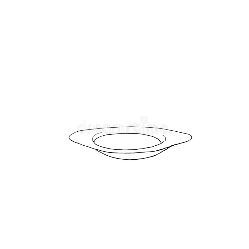 Contour Plate, Dishes. Simple Outline Illustration in Doodle Style ...