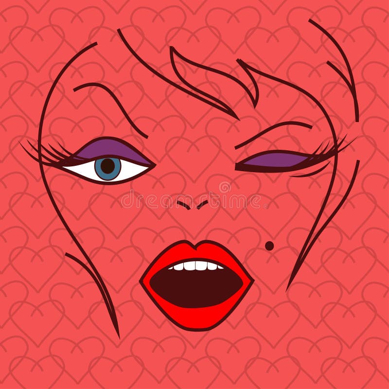 Winking Girl Is Showing Ok Sign With Speech Bubble Pop Art Girl Party