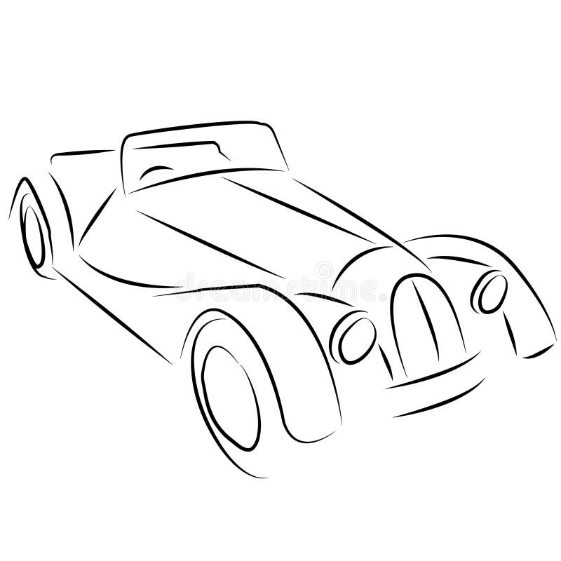 Contour retro car. stock vector. Illustration of black - 78041475