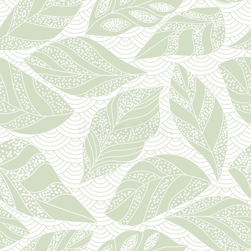 Contour Seamless Background with Leaf Stock Vector - Illustration of ...