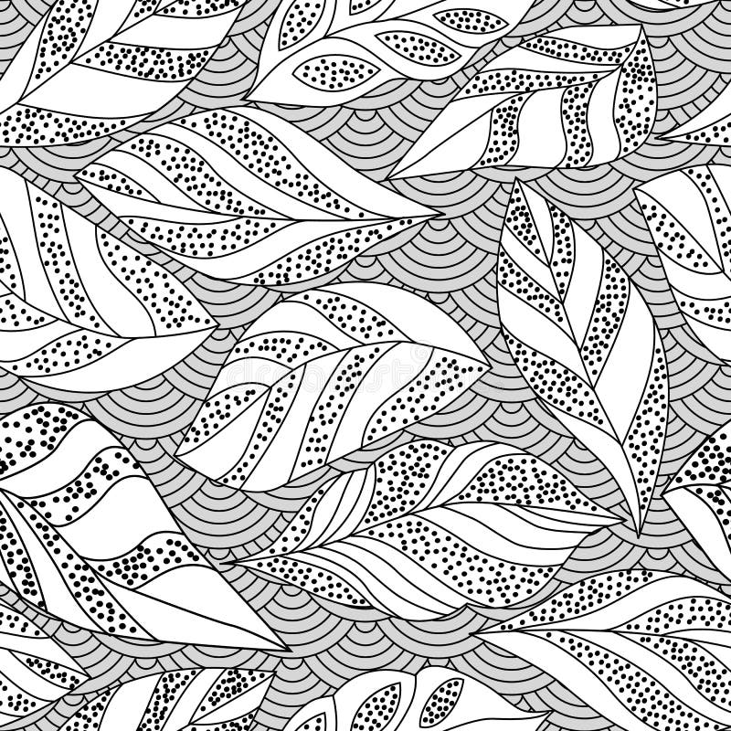 Contour Seamless Background with Leafs Stock Vector - Illustration of ...