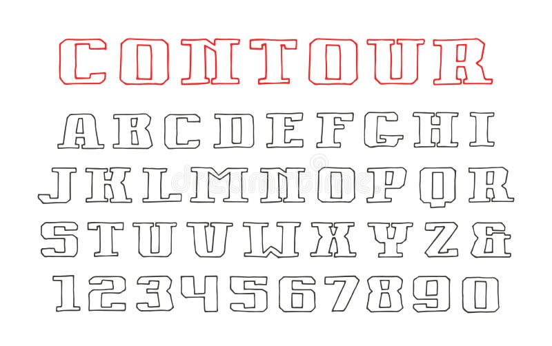 Contour Serif Font and Numerals in the Style of Hand-drawn Graph Stock ...