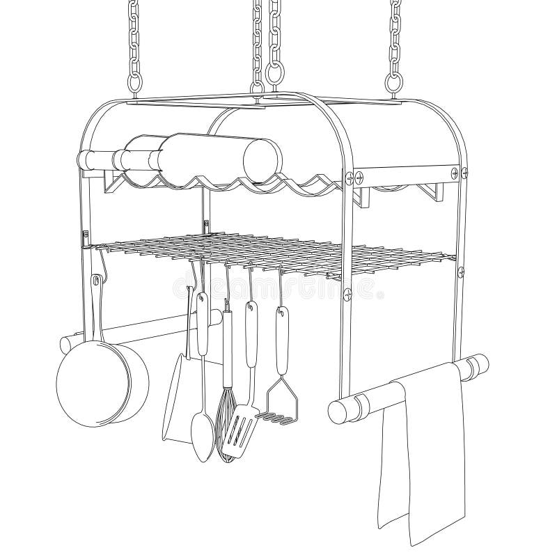 Contour of the Kitchen with Cooking Utensils. Kitchen Interier ...