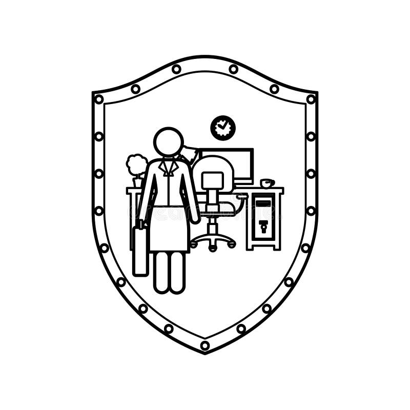 Contour Shield of Woman Administrator in Office Stock Vector ...