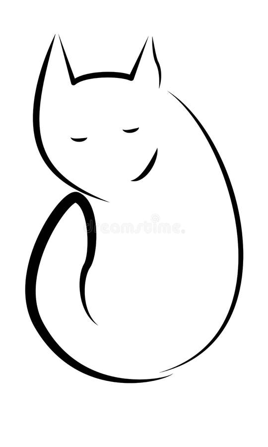 Contour of Sitting Cat, Draw, Vector Illustration, Minimalism Stock ...