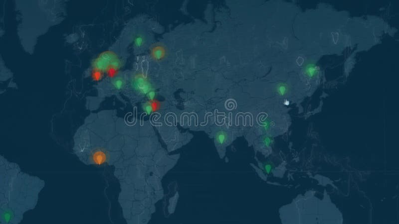 Contour and Smoke Effect of World Map with Different Targets for Cyber ...