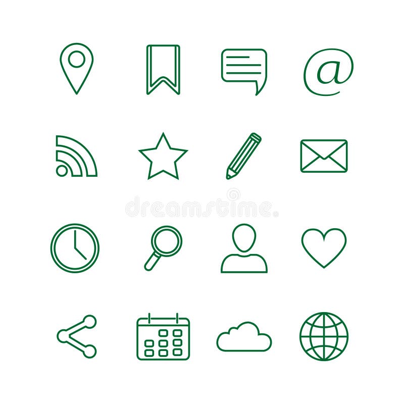 Contour Social Media Icons Set Stock Vector - Illustration of digital ...