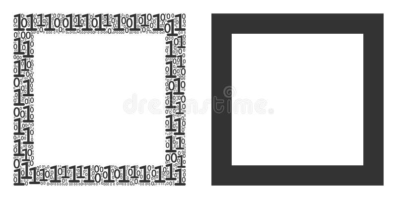 Contour Square Collage of Binary Digits Stock Vector - Illustration of ...