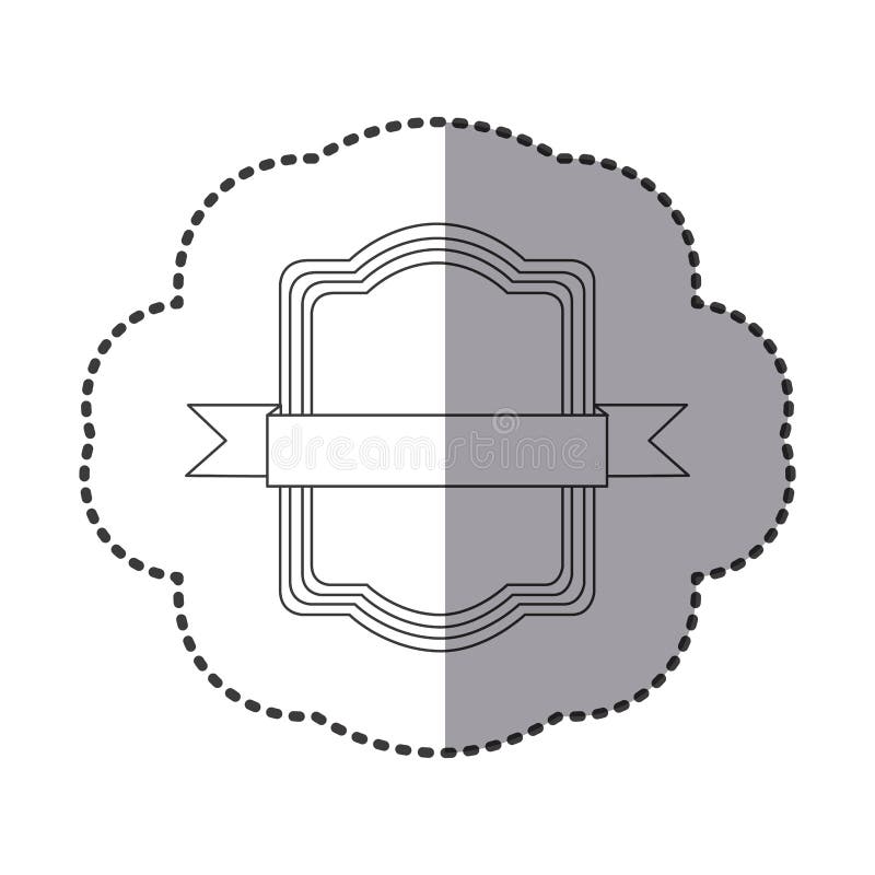 Contour Square Emblem with Ribbon Icon Stock Illustration ...