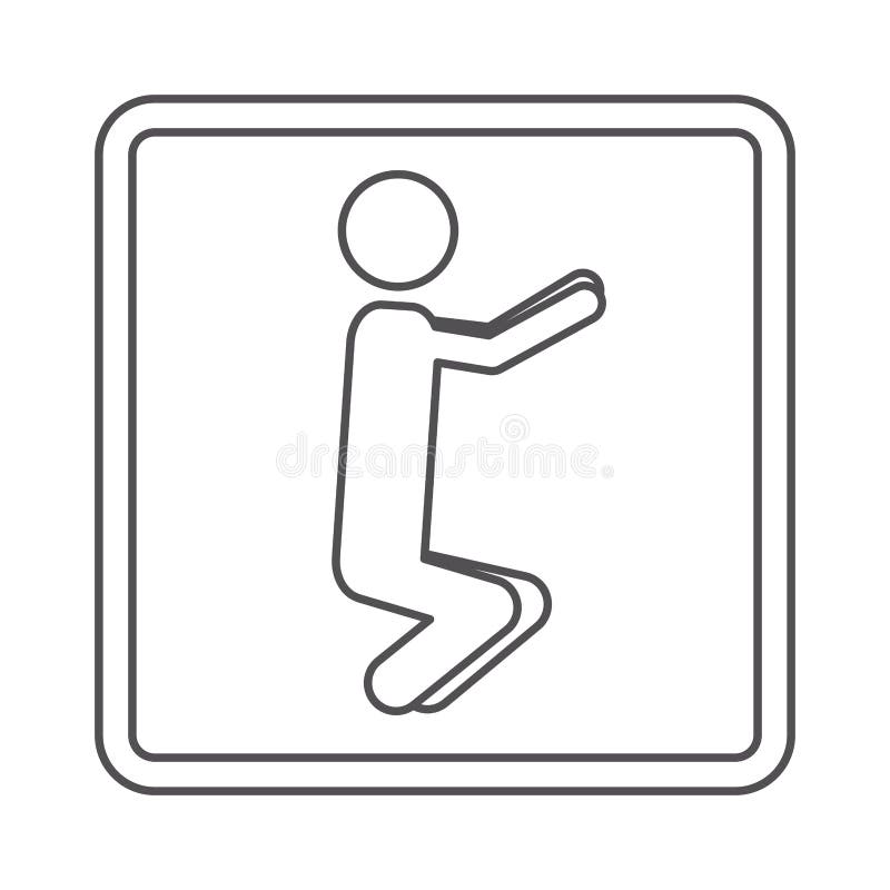 Contour Square Shape Pictogram with Man Squat Icon Stock Illustration ...
