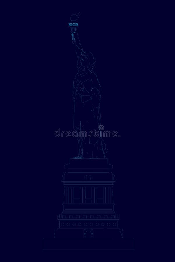 Contour Statue of Liberty. Side View Stock Vector - Illustration of ...