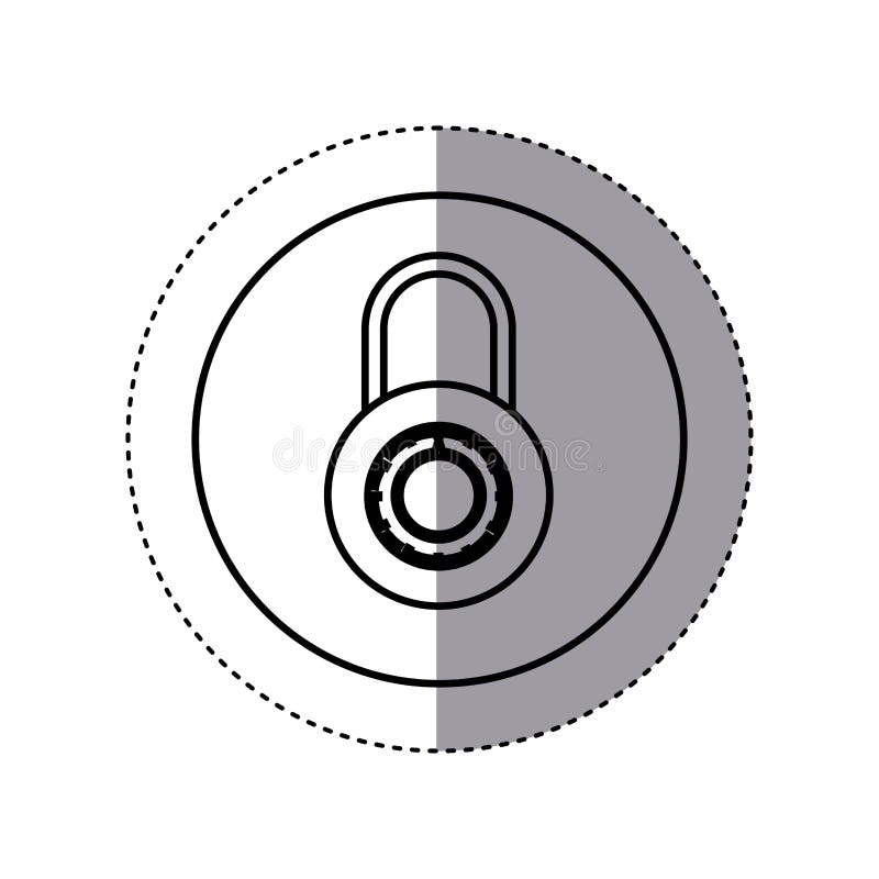 Contour Sticker Circular Border with Circular Padlock Stock Vector ...