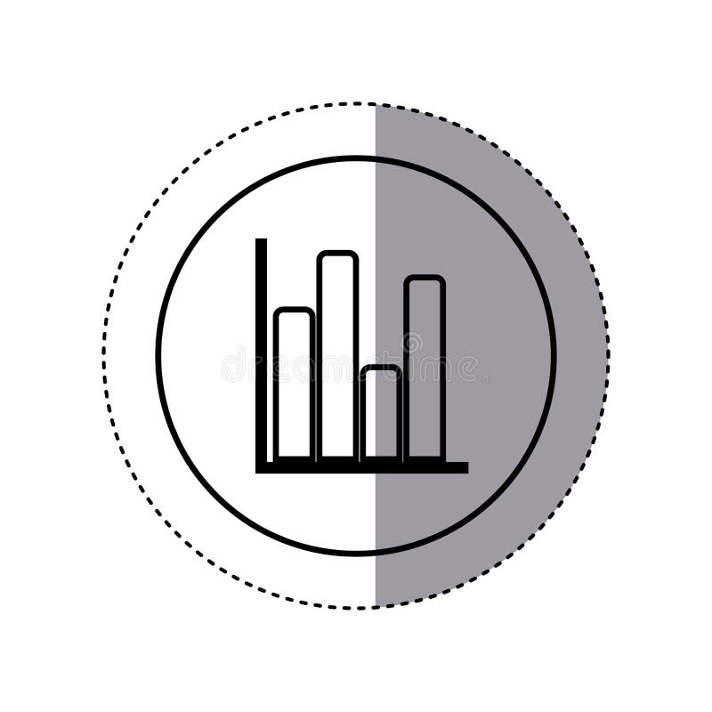 Contour Sticker Circular Border with Column Chart Icon Flat Stock ...