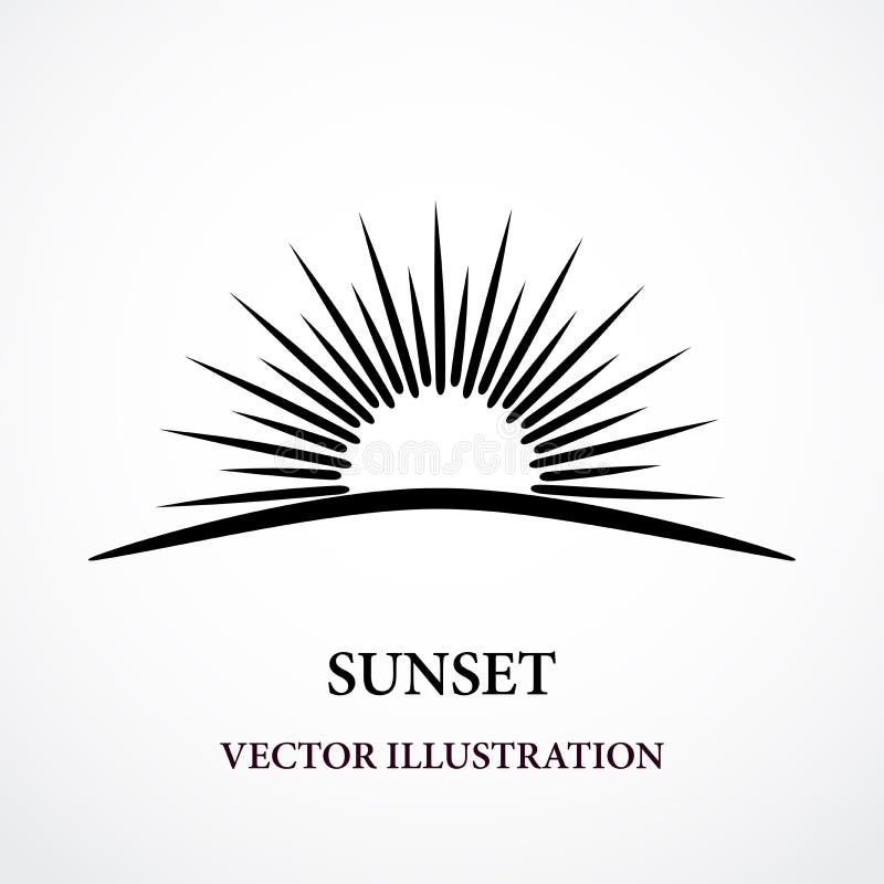 Contour Stylized Sunset Black Stock Vector - Illustration of circle ...