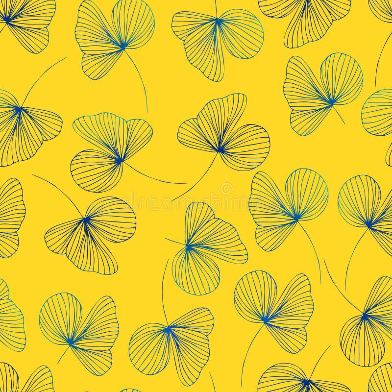 Contour Watercolor Leaves with Gradient Vector Seamless Pattern ...