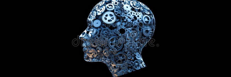 Human Head Contour Filled with Interlocking Gears and Cogs To Symbolize ...