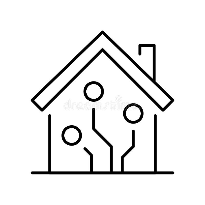 Contoured Linear Smart House Icon Vector Illustration Home Remote ...
