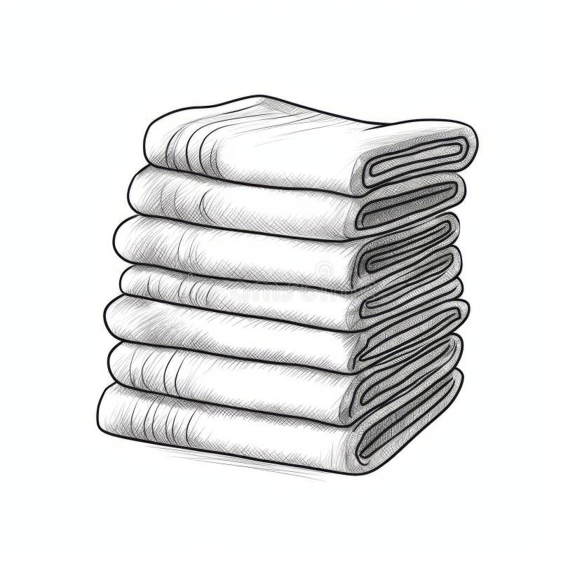 Contoured Shading Illustration of a Stack of Towels Stock Illustration ...