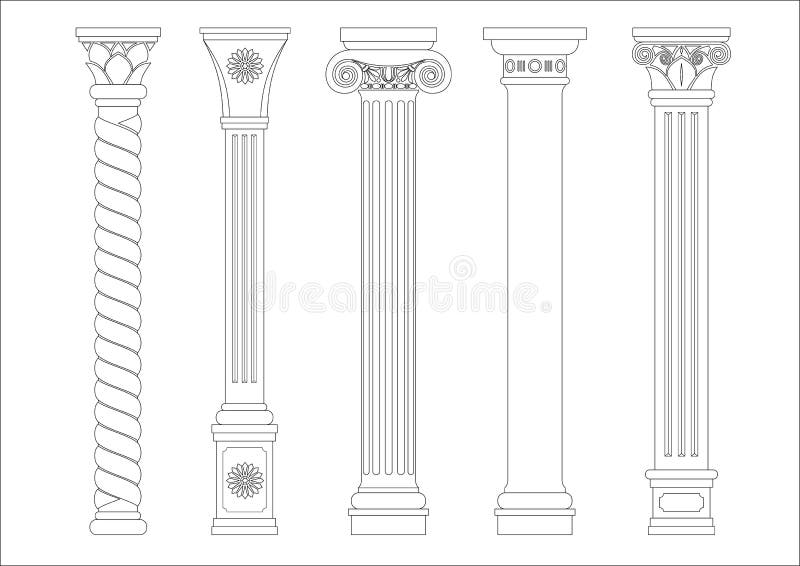 Contouring Coloring of Classical Columns Stock Vector - Illustration of ...