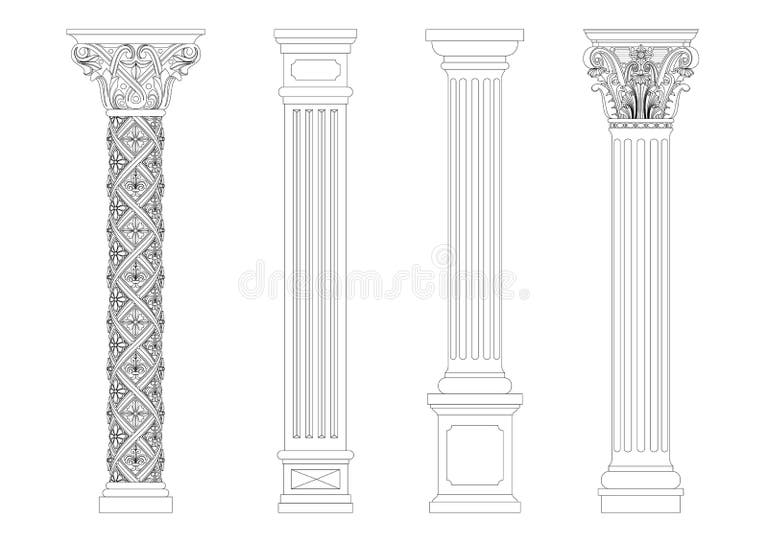 Contouring Coloring of Classical Columns Stock Illustration ...