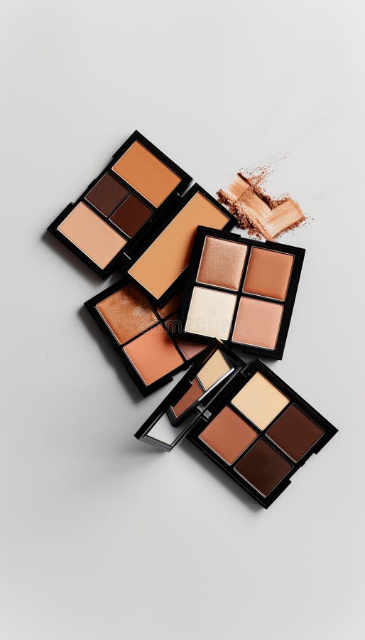 Contouring and Highlighter Palettes Arranged on a Light Background ...