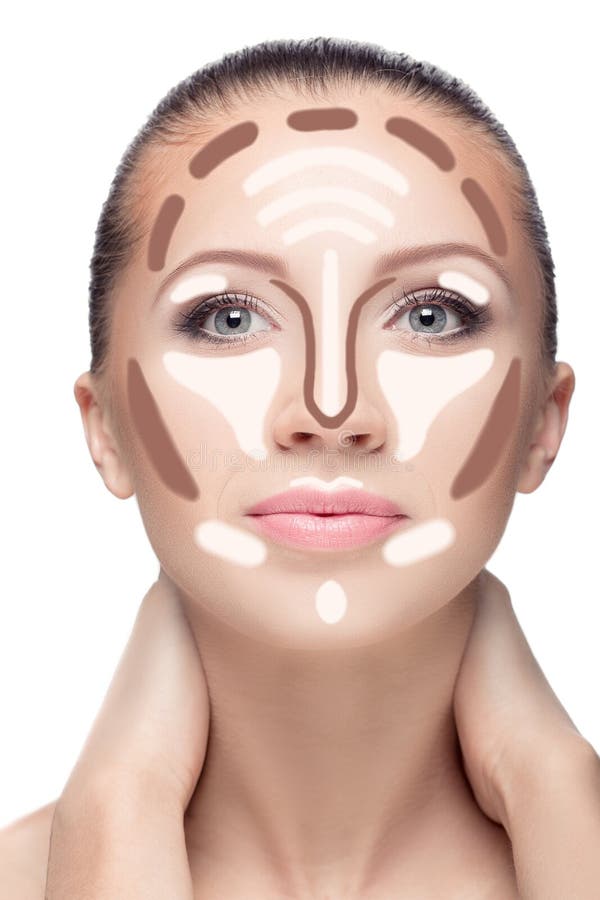 Contouring.Make Up Woman Face Stock Image - Image of brush, facial ...