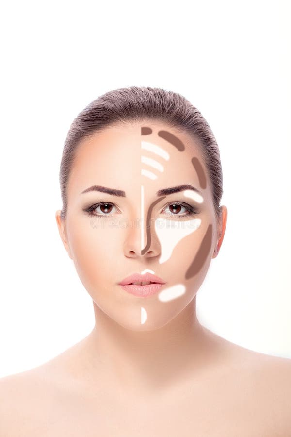 Contouring.Make Up Woman Face. Stock Image - Image of makeup, care ...