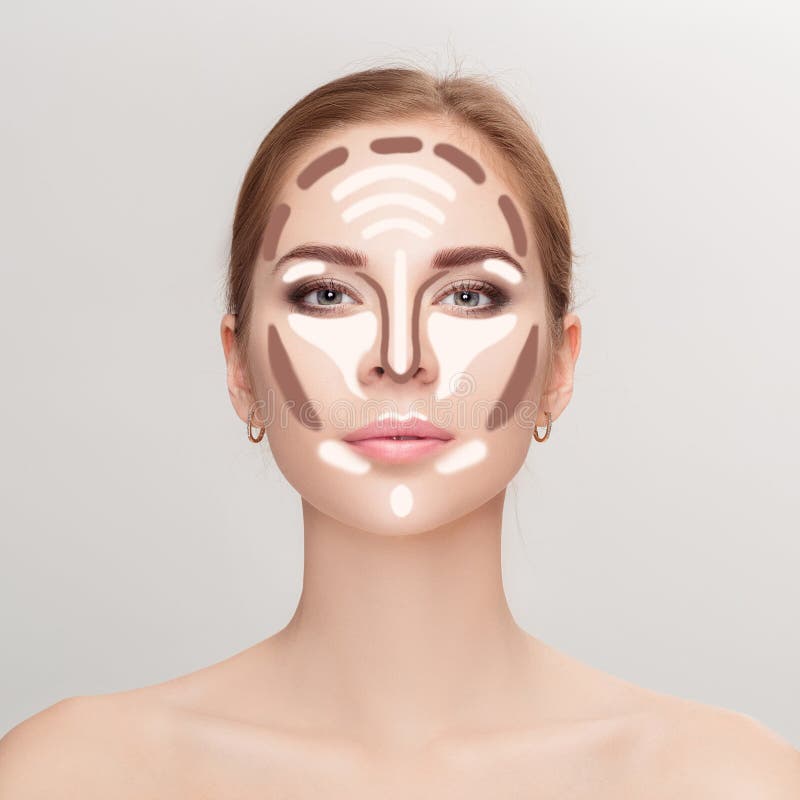 Contouring Make Up Woman Face Grey Background Contour Highlight Makeup ...