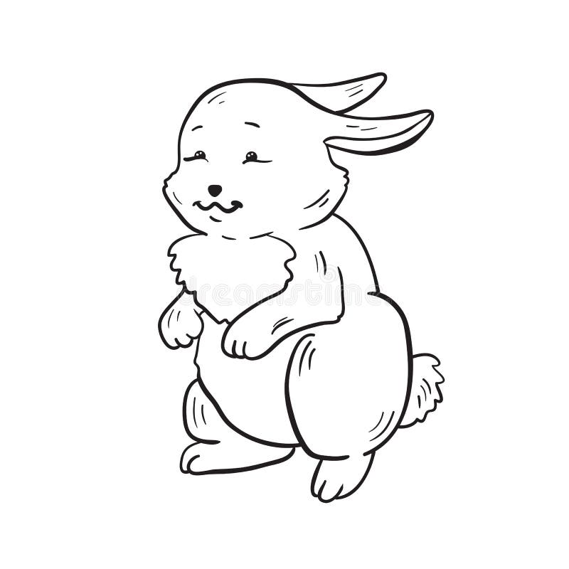 Omtrek van een konijn vector illustratie. Illustration of lijn - 66526690