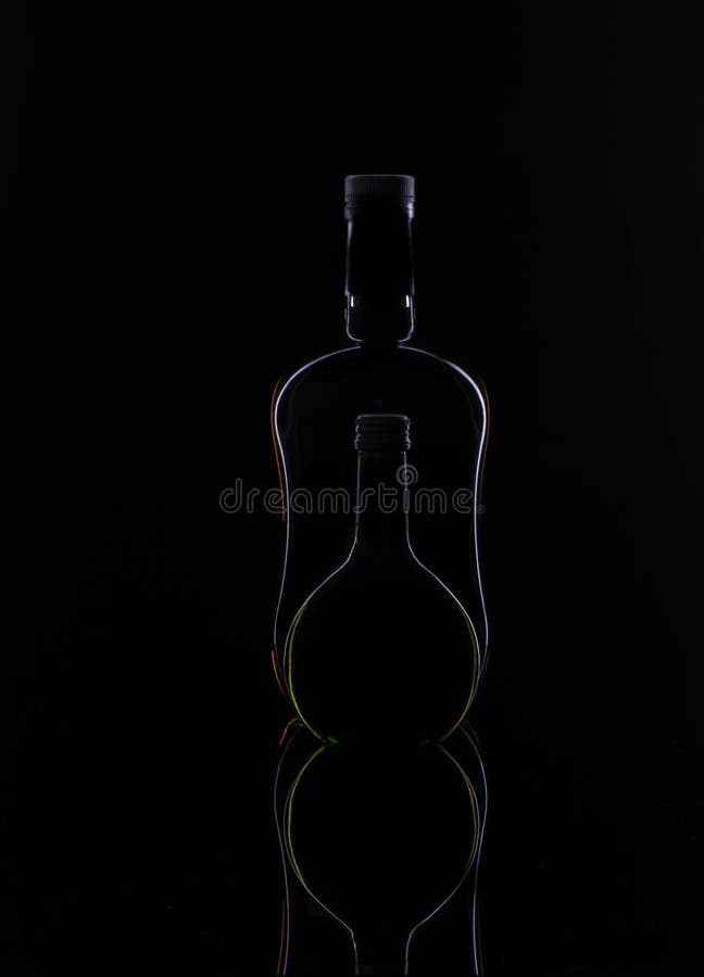 Contours of Bottles with the Reflection Stock Photo - Image of quality ...