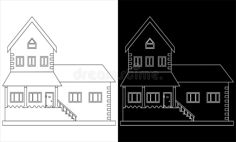 Contours of Cottages. Contour House. Vector Illustration. Stock Vector ...