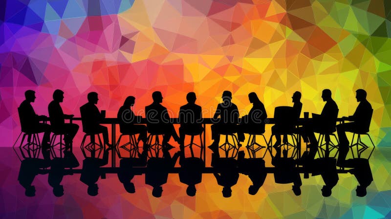 Contours of a Diverse Assembly Collaborating in Discussion at a Vividly ...