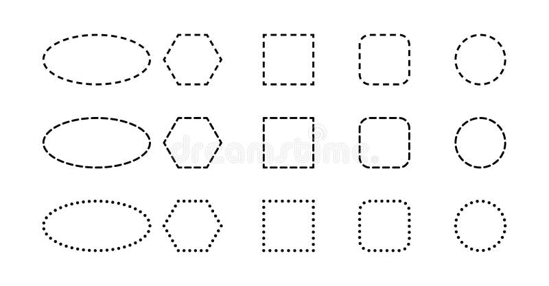Contours of Geometric Shapes with Dashed Lines Stock Vector ...